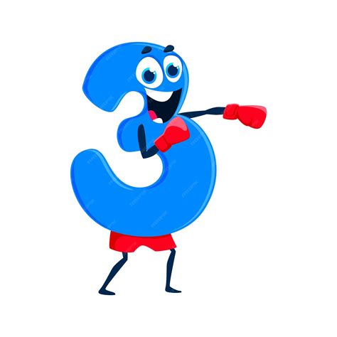 Premium Vector Cartoon Funny Number Three 3 Sportsman Character