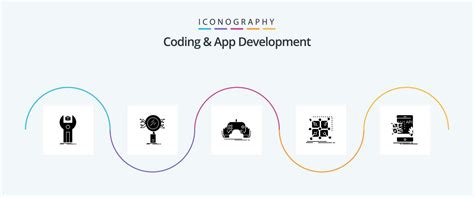 Coding And App Development Glyph 5 Icon Pack Including Framework Research App Mobile 25855742