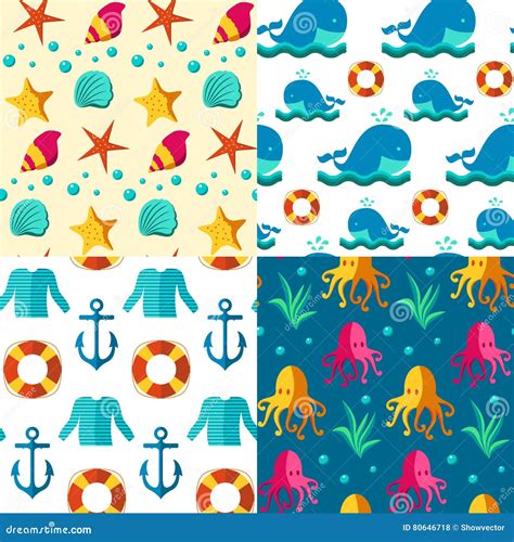 Elementos Náuticos De Los Modelos Inconsútiles Stock de ilustración