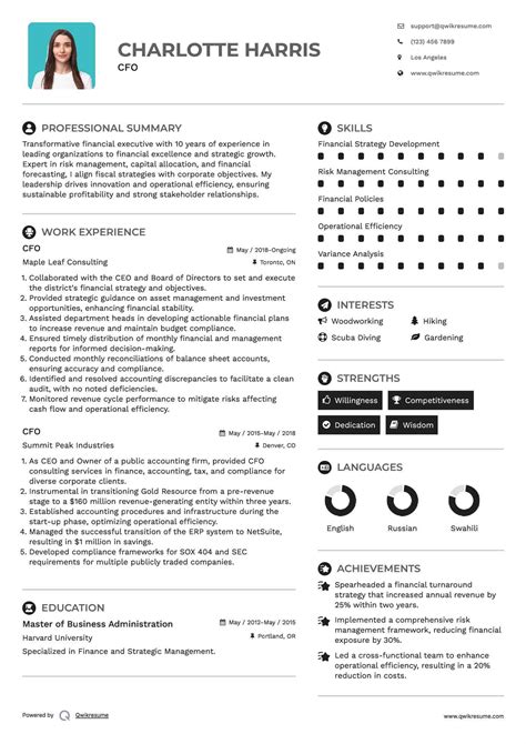 Cfo Resume Samples Qwikresume