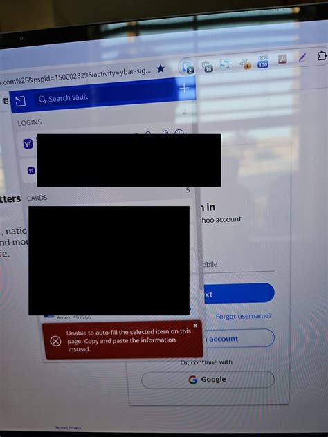Error Message When Trying To Fill Creds Password Manager Bitwarden