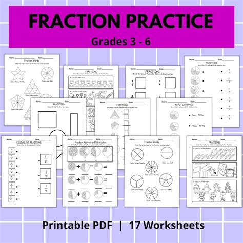 Fraction Practice Worksheets Etsy
