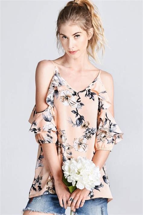 Floral Print Cold Shoulder Blouse Ropa De Moda Ropa Moda