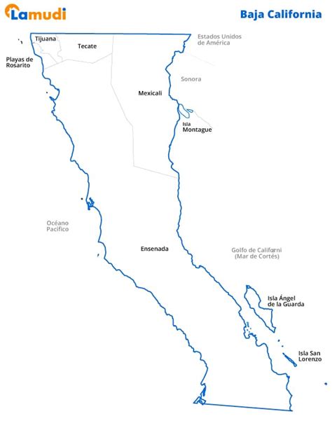 Mapa De Baja California Con División Municipal Y Territorial Lamudi