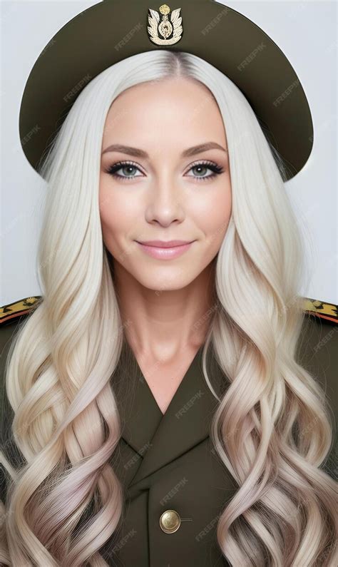 Premium Photo Beautiful Blonde Girl In A Military Uniform Of The