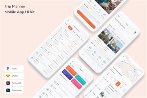 Trip Planner Mobile App Ui Kit Graphic By Betush · Creative Fabrica