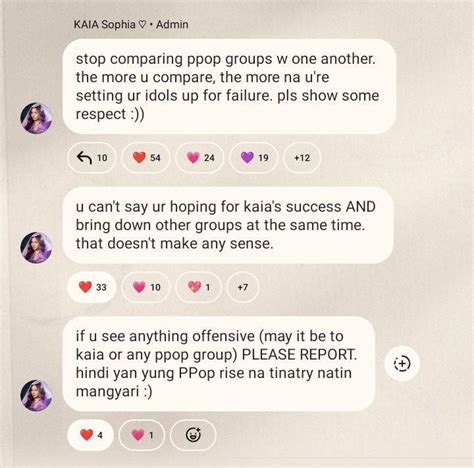 Kaia Sophia Urges Fans To Stop Comparing Groups Rppopcommunity