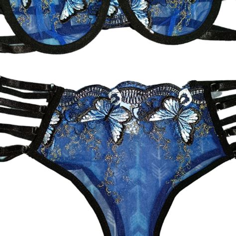 Conjunto Azul Mariposa Margarita Sex Shop