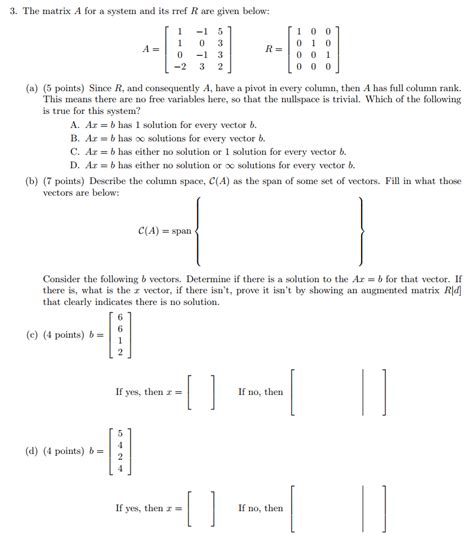 Solved The Matrix A For A System And Its Rref R Are Given Chegg