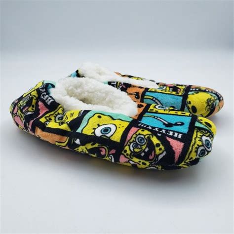 Viacom Shoes Spongebob Squarepants Fuzzy Sherpa Slipper Socks Pull