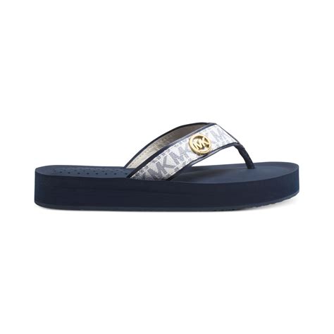 Michael Kors Michael Gage Platform Flip Flops In Blue Whitenavy Lyst