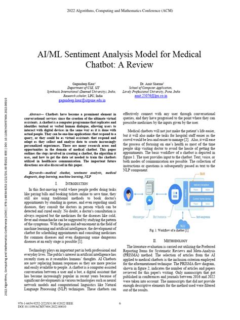 Ai Ml Sentiment Analysis Model For Medical Chatbot A Review Pdf