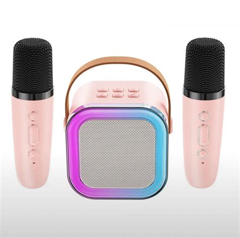 Портативная беспроводная Bluetooth караоке колонка с двумя микрофонами