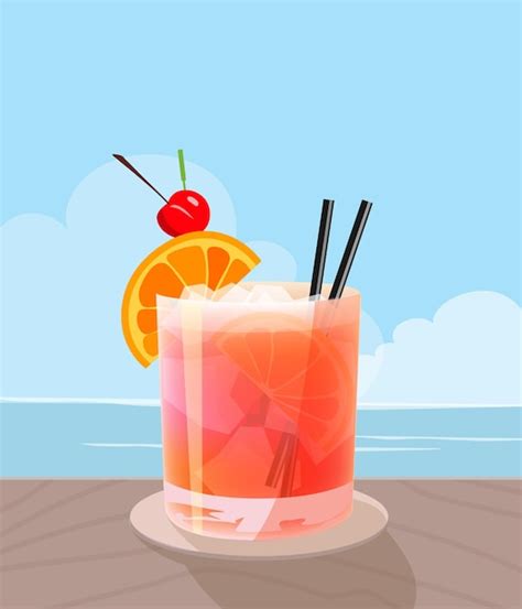 Premium Vector Summer Cocktail With Citrus On The Background Of The