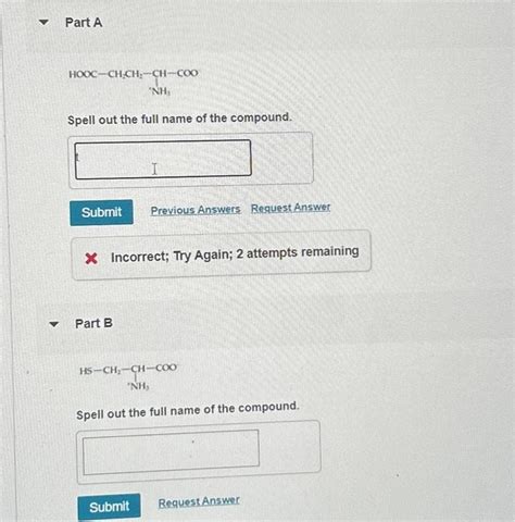 Solved Part A Hoxch Ch Ch C Nh Spell Out The Full Name Chegg Com