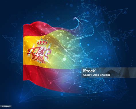 스페인 벡터 플래그 파란색 배경에 삼각형 다각형에서 가상 추상 3d 개체 0명에 대한 스톡 벡터 아트 및 기타 이미지 0명 개발 개체 그룹 Istock