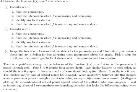 Solved 4 Consider The Function Fxax3bx Where A0 A
