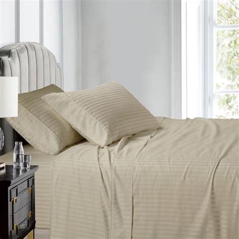 Luxury 100 Cotton 600 Thread Count Sheets Damask Striped Bed Sheets