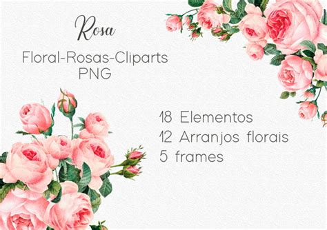 Kit Digital Floral Cliparts Rosa Png Elo7 Produtos Especiais