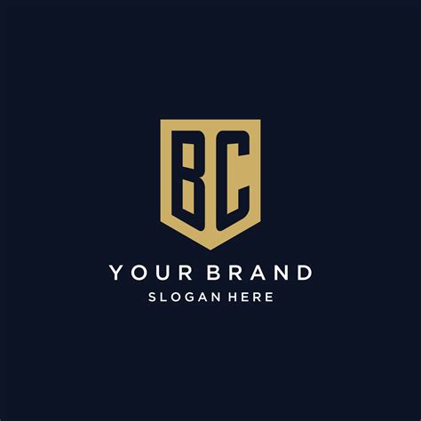 Bc Monogram Initials Logo Design With Shield Icon 15441253 Vector Art