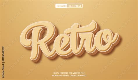 Editable 3d Text Style Effect Retro Script Text Effect Template Stock