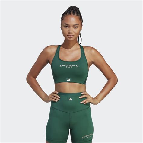 Adidas Sports Club Medium Support Bra Green Adidas Uae