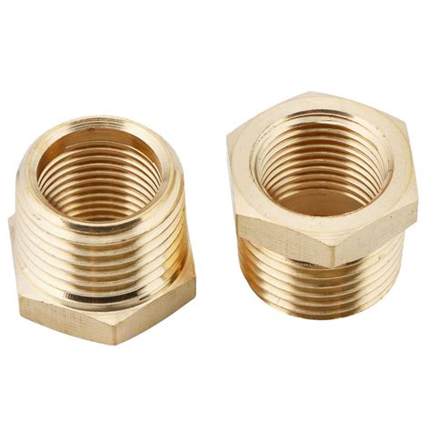 Us Solid 2pcs Brass Reducer Hex Bushing Brass Threaded Pipe Fitting Npt Male X Npt Female