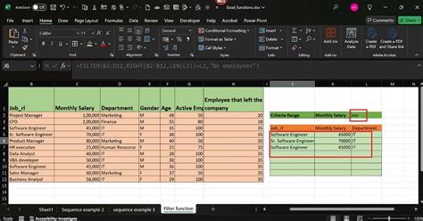 Advanced Excel Filter Function