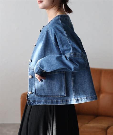 ＆half（アンドハーフ）の「ノーカラーデニムジャケット（デニムジャケット）」 Wear