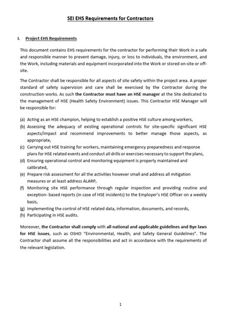 Ehs Contractor Requirements Guide Pdf Personal Protective Equipment