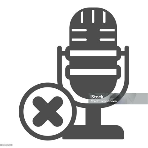 스튜디오 마이크 금지 단색 아이콘 금지 품목 개념 벡터 그래픽 흰색 배경에 사운드 녹음 금지 기호 모바일 또는 웹 디자인용 글리프 스타일 아이콘 가수에 대한 스톡 벡터 아트