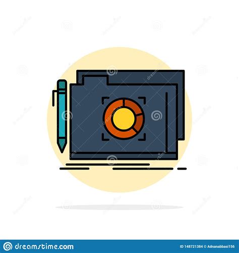 Folder Lock Target File Abstract Circle Background Flat Color Icon