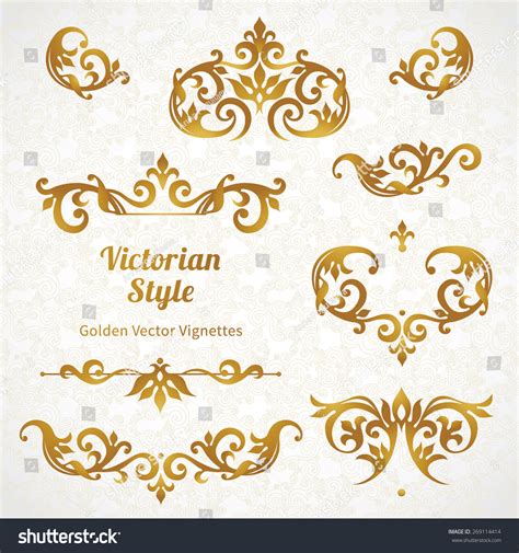 Vector Set Of Vintage Vignettes In Victorian Style Ornate Element For