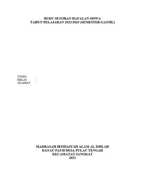 Buku Setoran Hafalan Siswa Pdf