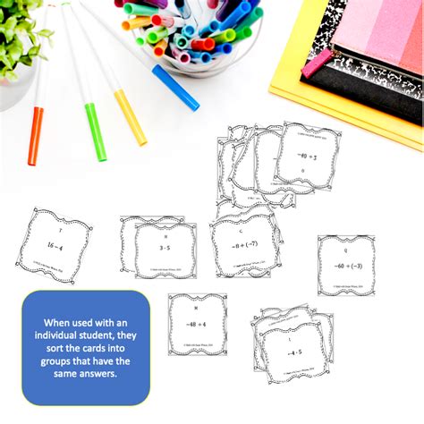 Add Subtract Multiply Divide Integers Group Or Individual Card Sort Made By Teachers