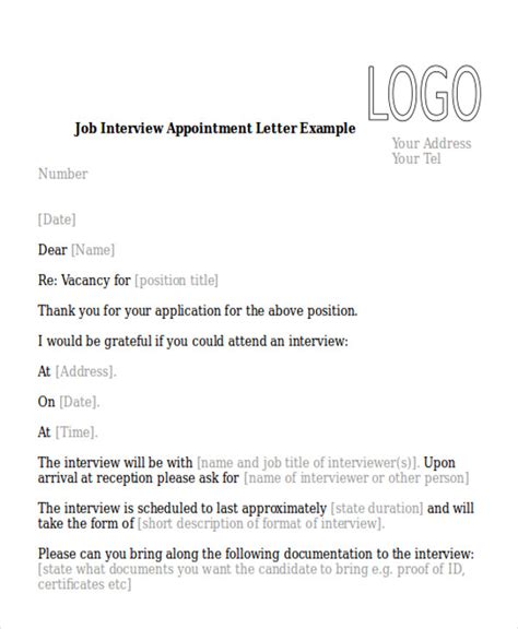 Free 11 Sample Interview Appointment Letter Templates In Pdf Ms Word