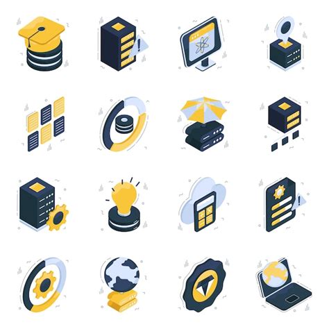 Premium Vector Pack Of Data And Analytics Isometric Icons