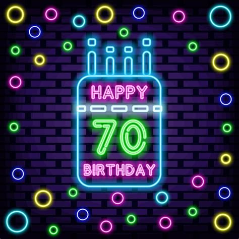 70 лет С Днем Рождения 70 лет Неоновая цитата На фоне кирпичной стены
