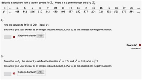 Solved Find The Solution To 866x≡204modp Be Sure To Give