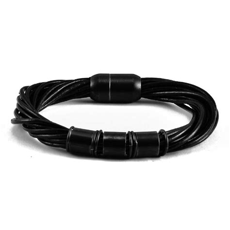 Black Leather Twine With Black Cylinders Armo Accessories