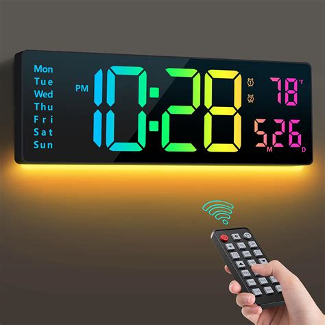 Digital Wall Clock 16 Wall Clocks With 11 Rgb Colors Alarm Clock