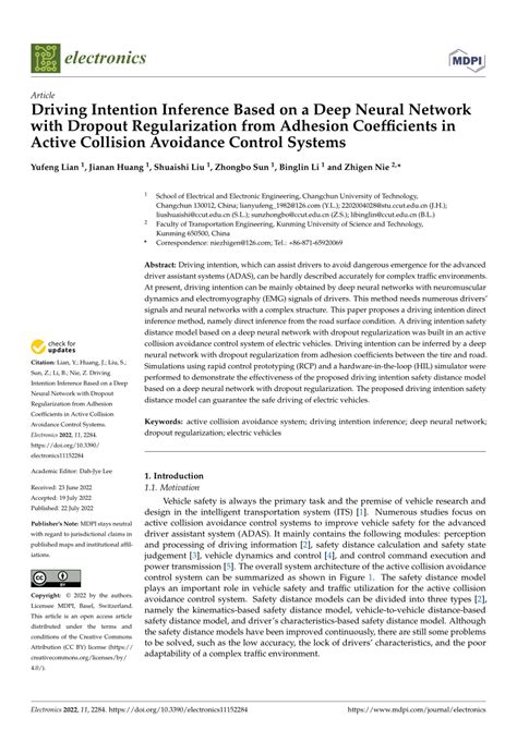 Pdf Driving Intention Inference Based On A Deep Neural Network With