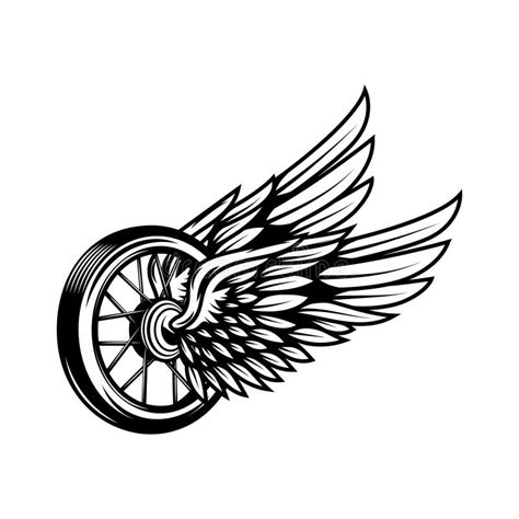 Motorcycle Wheel With Wings Isolated On White Background Design