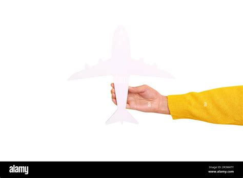 Hand Holding Airplane Isolated On White Background Stock Photo Alamy