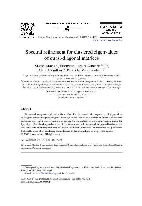 pdf spectral refinement for clustered eigenvalues of quasi diagonal