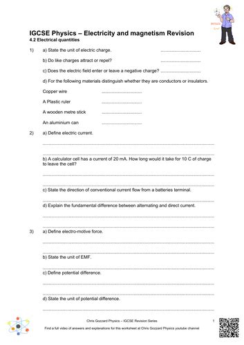 Igcse And Gcse Physics Revision Worksheets Electricity And Magnetism Teaching Resources