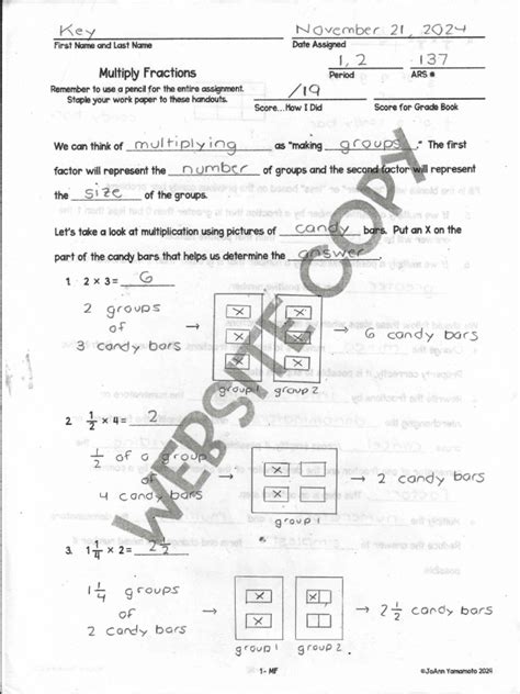 Multiply Fractions Answer Key Pdf