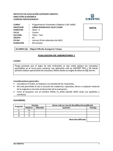 1895 sp programacion orientada a objetos ii t4la 01 t 1 liñan rodriguez