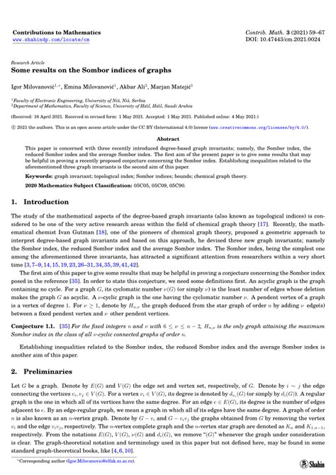 Pdf Some Results On The Sombor Indices Of Graphs