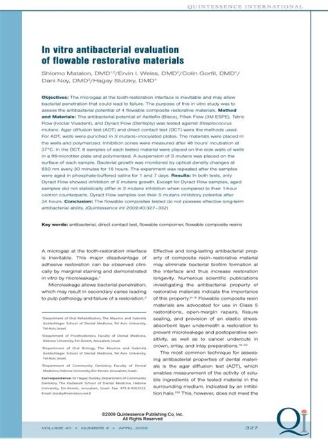 In Vitro Antibacterial Evaluation Of Flowable Restorative Materials